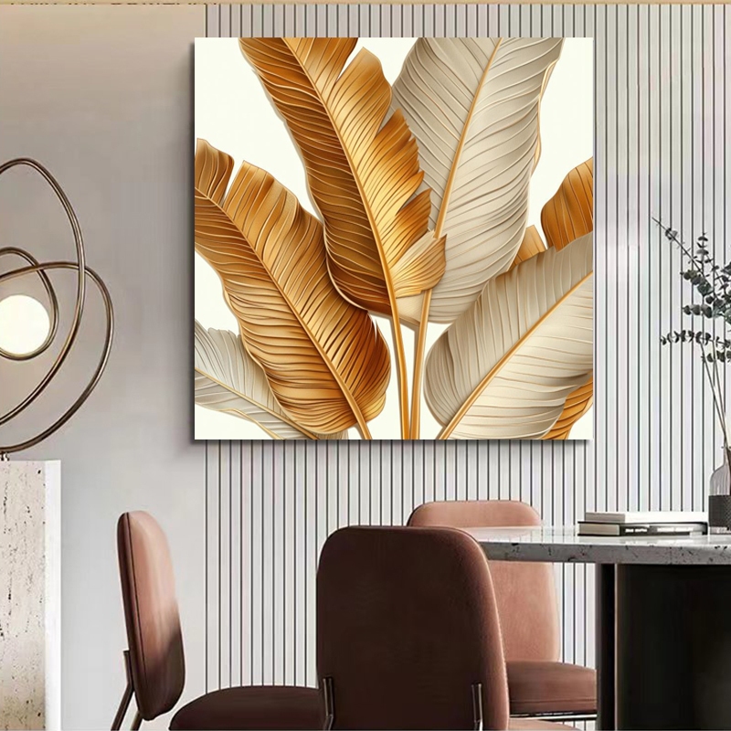 Art Golden Leaf Abstract Pattern Canvas Print Decorative Painting Home ...