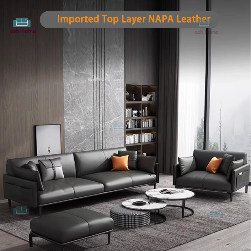 OSH Nordic Inspired Set Leather Office Sofa Dermis Meeting Guests ...
