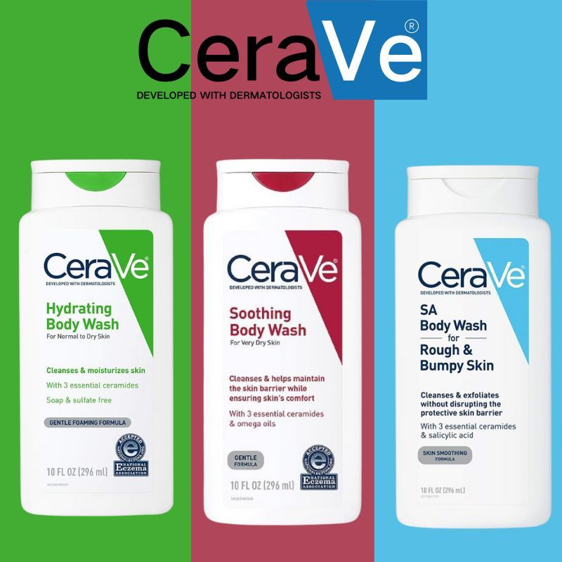 Cerave Hydrating Body Wash 296ml/SA Body Wash for Rough and Bumpy Skin ...