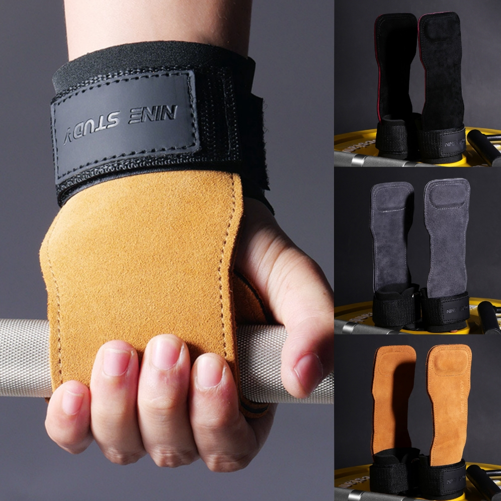 Strength Training Cowhide Palm Guard Fitness Weightlifting Wrist Guard ...
