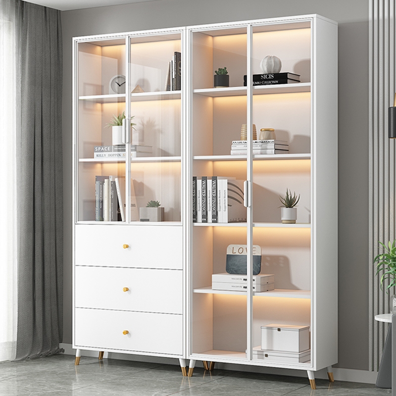 Bookshelf Cabinet storage cabinet Light Glass Door Bookshelf Dust-proof ...