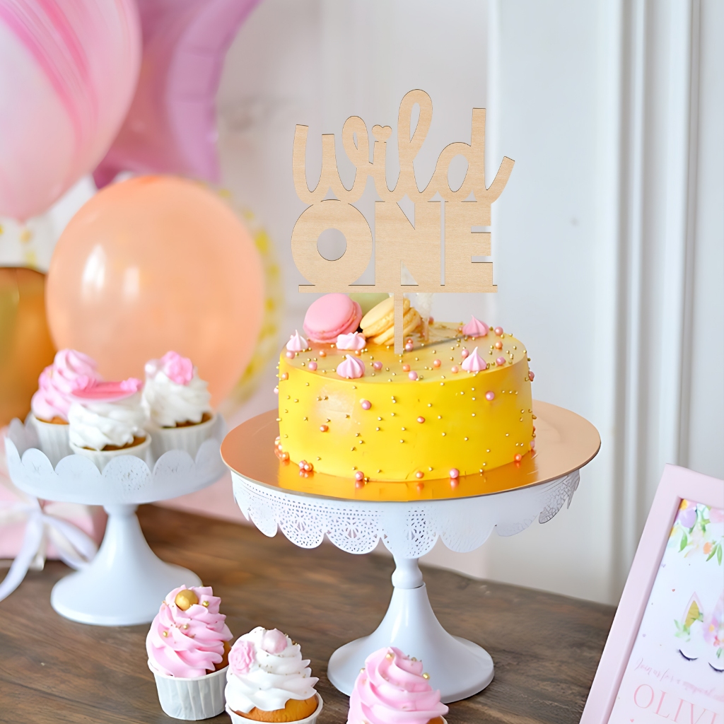 Wild One Cake Topper 1st Jungle Theme Birthday Party Wooden Cake Topper ...