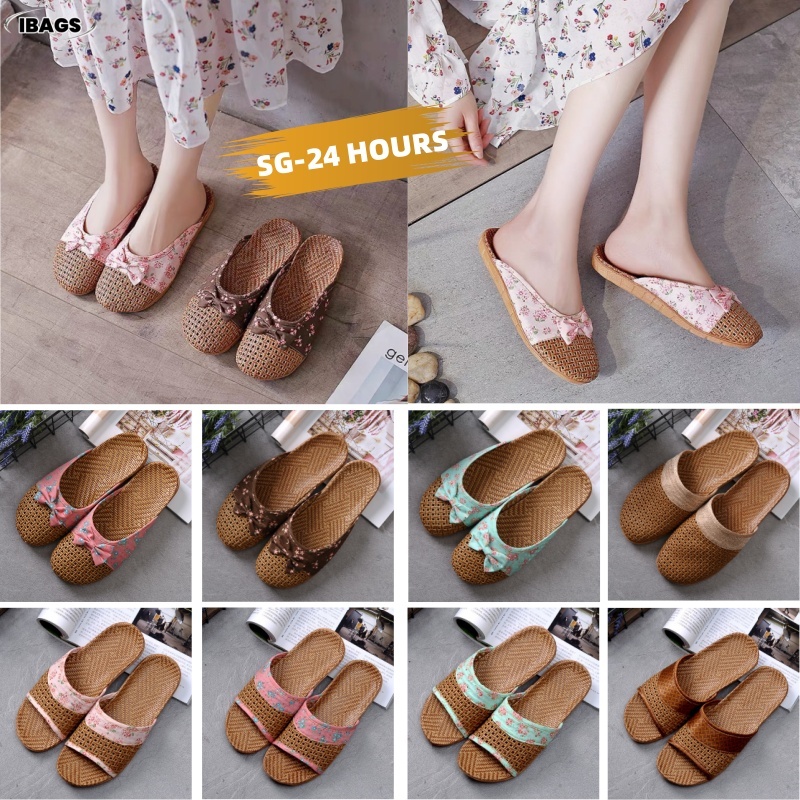 【SG READY STOCK】Women Men Linen Slippers Home Indoor Shoes Couple ...