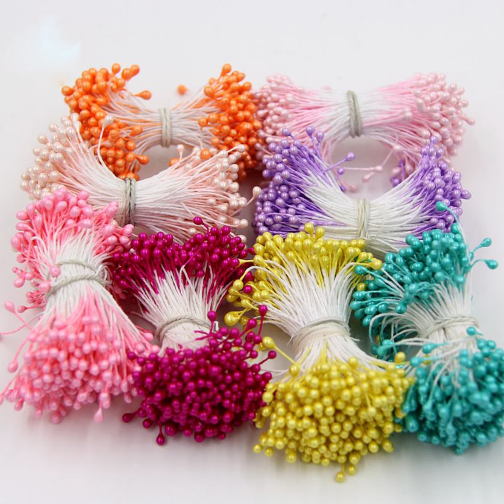 150pcs Artificial Flower Stamen Pearl Effect Double Head Stamen Crafts ...