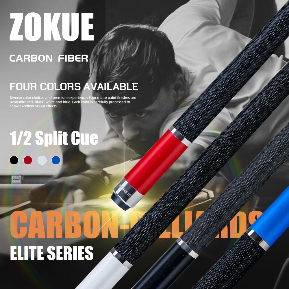 ZOKUE Elite Series Carbon Fiber Pool Cue Low Deflection Full Carbon ...
