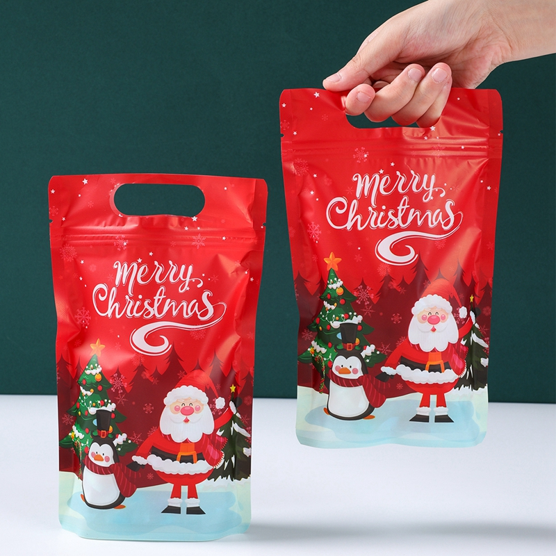 10/25pcs Christmas Self-Sealing Candy Bag Santa Snowman Double-sided ...