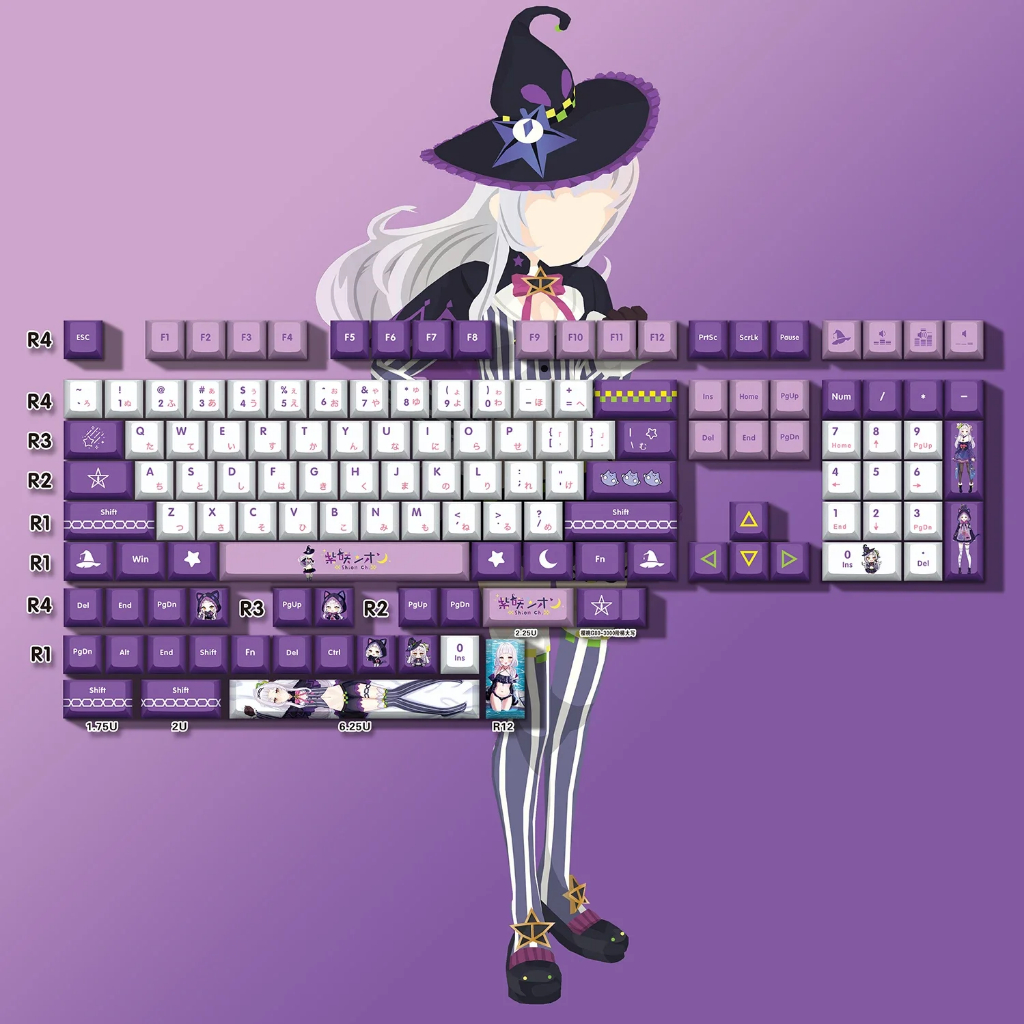 Vtuber Hololive Keycaps 132 Keys Murasaki Shion keycaps PBT DYE ...