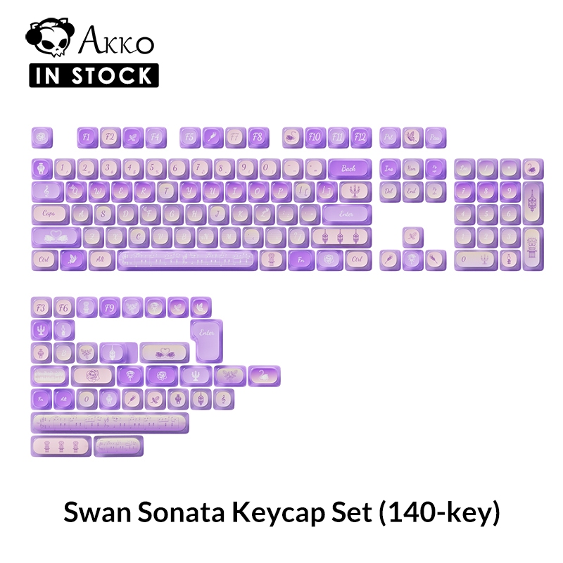 Akko Swan Sonata Keycap Set (140-key), 4-side translucent design, MOA ...