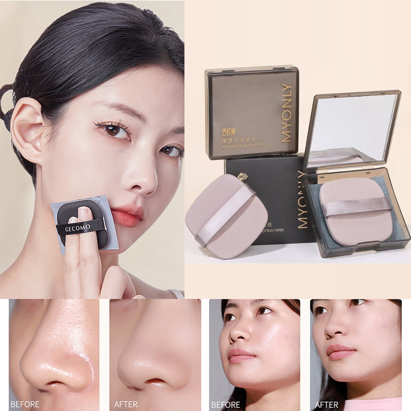 100pcs Oil Absorbing Paper Set With HD Mirror Portable Facial Oil ...