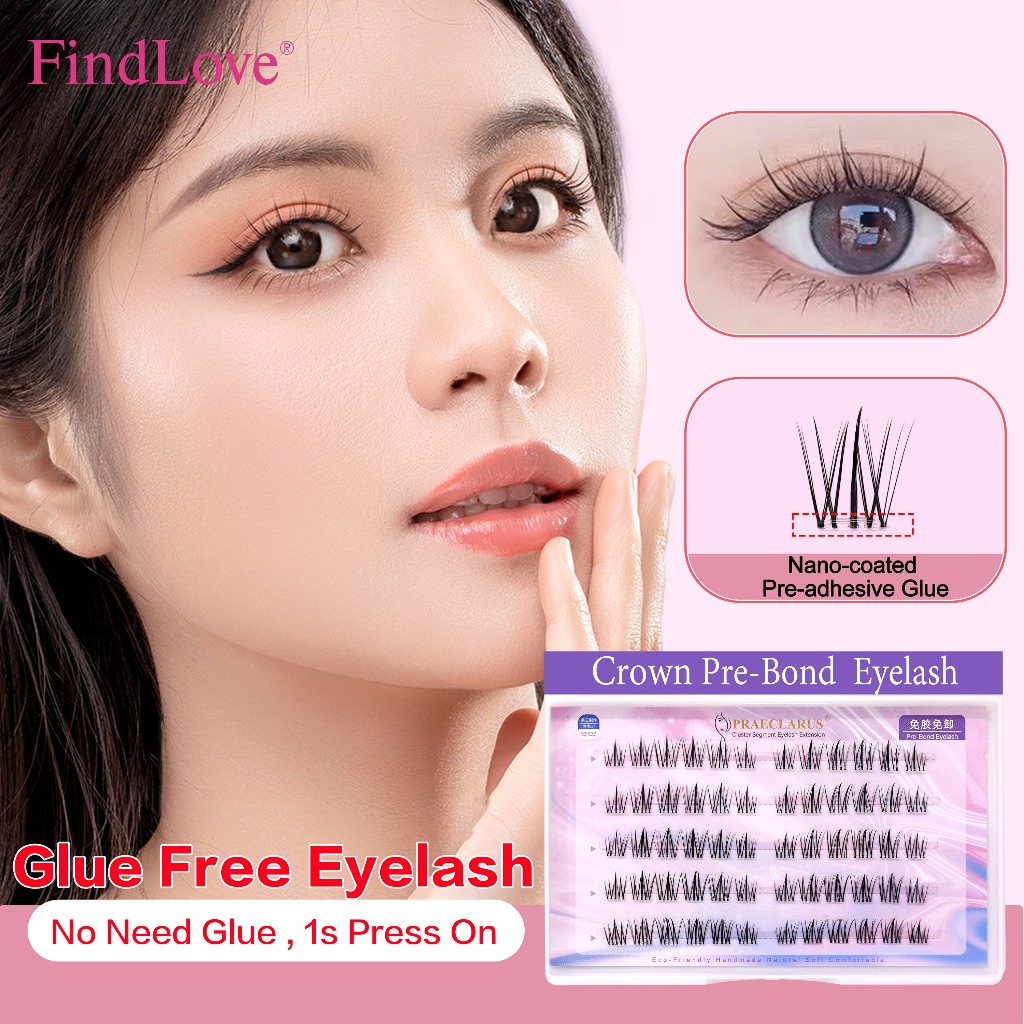 [No Need Glue]PRAECLARUS Crown Glue Free Eyelash Pre-Bond Technology No Glue Needed DIY Eyelash ...
