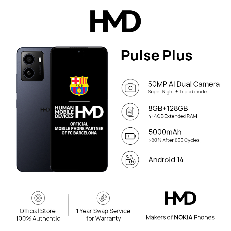 HMD Smartphone Pulse Plus 50MP AI Dual Cam 8GB+128GB 1 Year Swap Servie for Warranty | Shopee ...