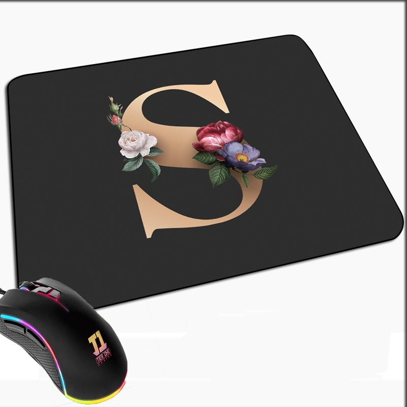 Small Gaming Mousepad Golden Initial Name Pattern Kawaii Mouse Pad ...