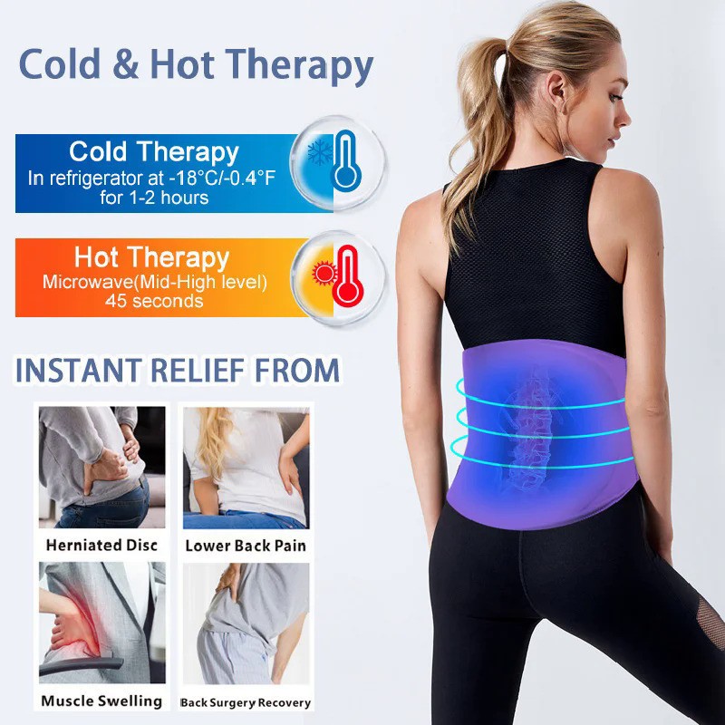 Gel Ice Pack For Lower Back Pain Relief Reusable Cold Or Hot Compress ...