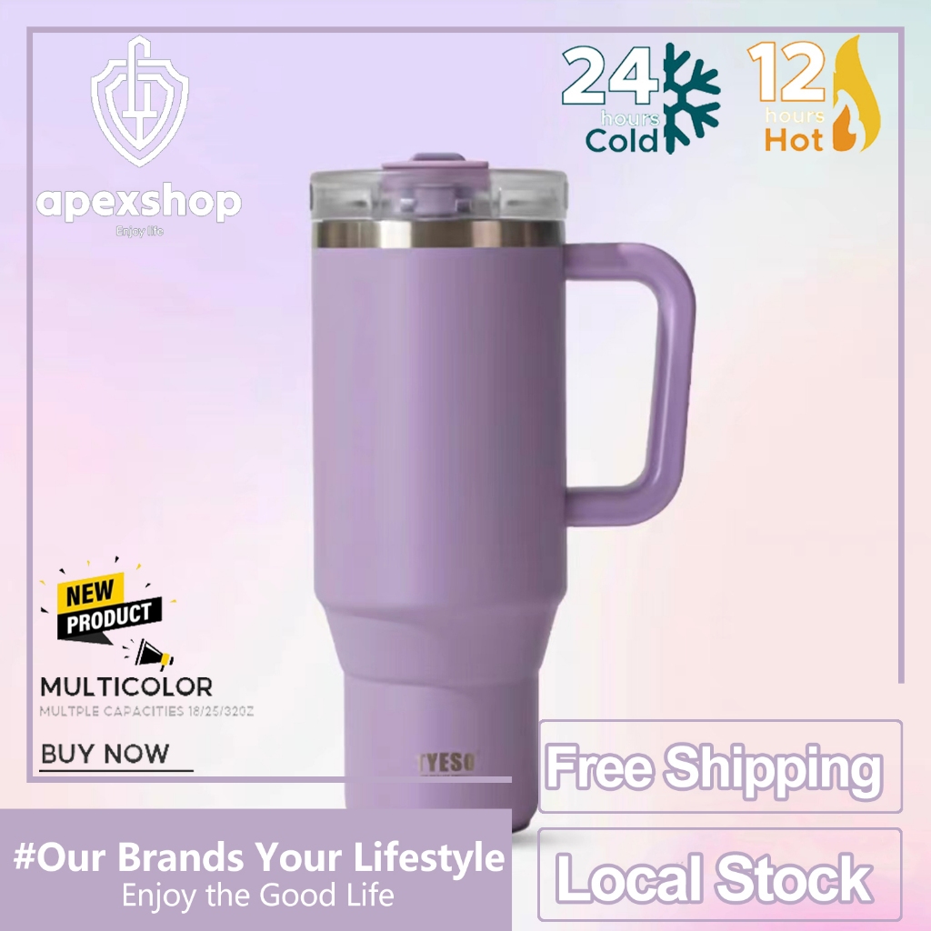 TYESO Tumbler 900ML/1200ML Vacuum Insulated Tumbler Keep Cold And Hot With Handle Stainless ...