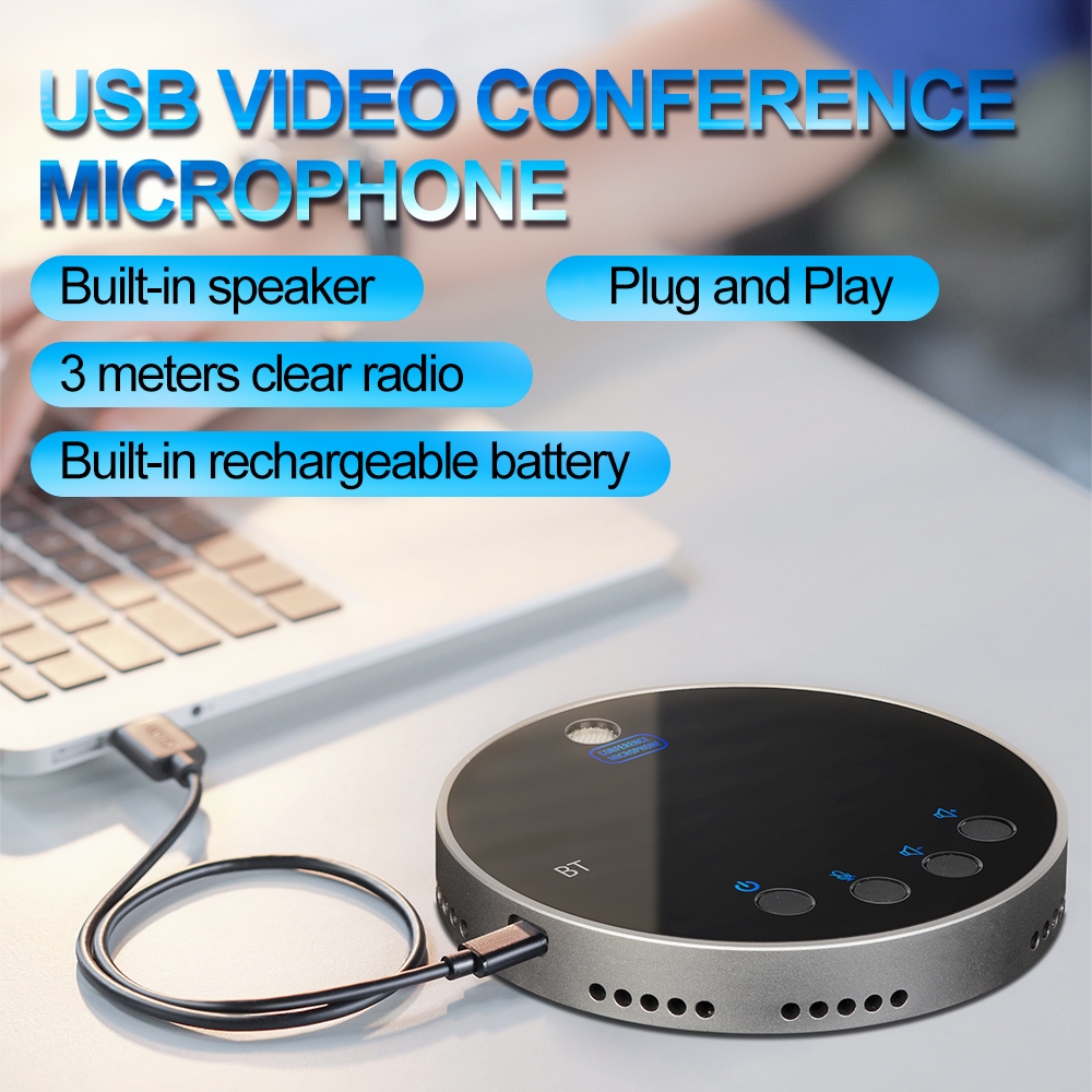 Desktop USB Conference Speakerphone BT Microphone 360° Omnidirectional ...