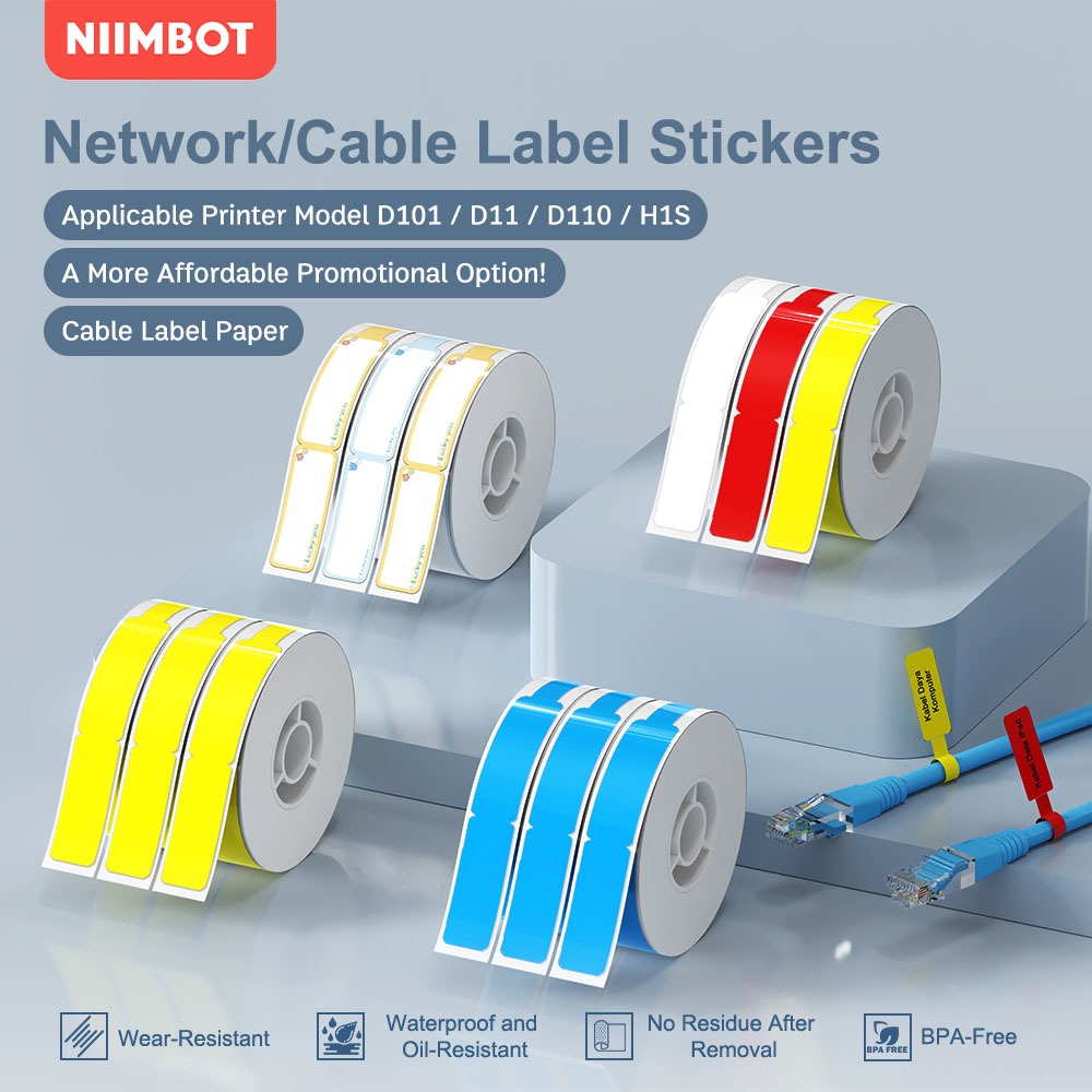 NIIMBOT D11/D110 Cable Label Paper Data Line Identification Fiber Wire ...