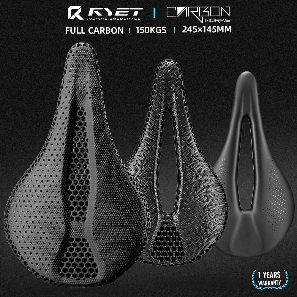 2024 RYET Carbon 3D Printed Saddle 145MM 130g 7*9 Bike Seating For Men Women Triathlon Road MTB ...