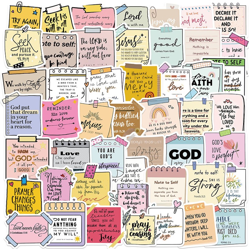 50PCS Christian Quote Notes Stickers, Bible Verse Stickers, Affirmation ...