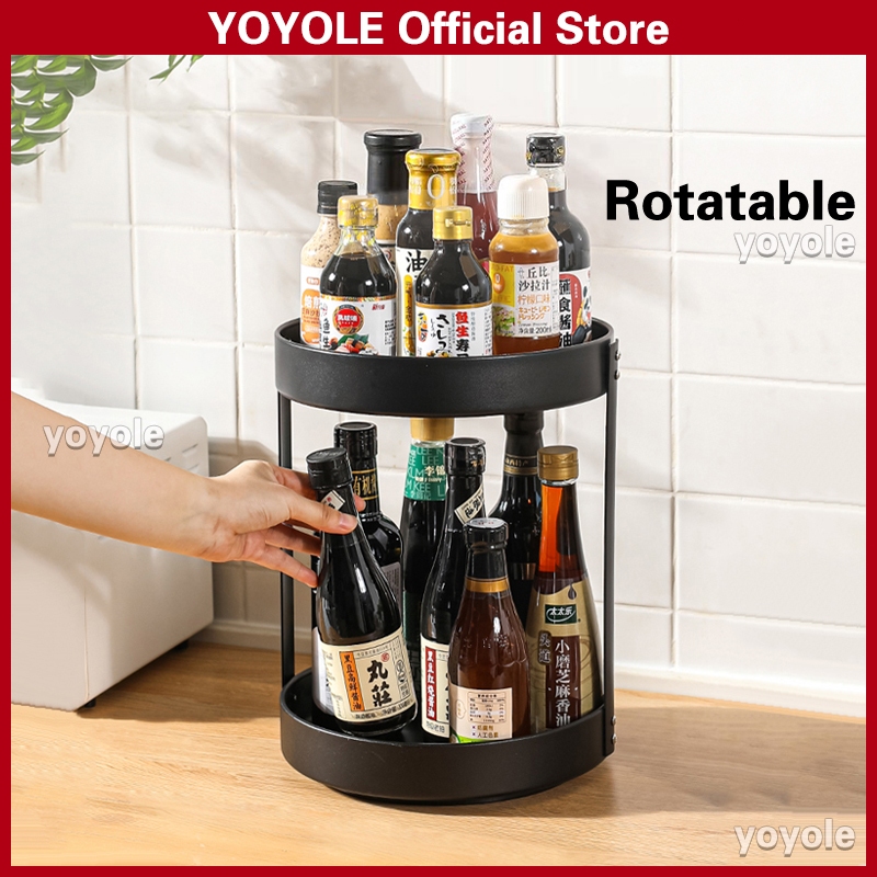 Rotating Spice Rack Kitchen Sauce Rack Lazy Susan Rotating Tray Spice ...