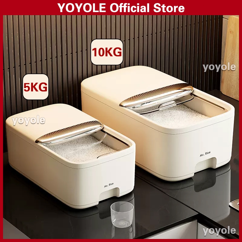 Rice Container Airtight Rice Bucket 10kg 5kg Rice Storage Box Rice ...