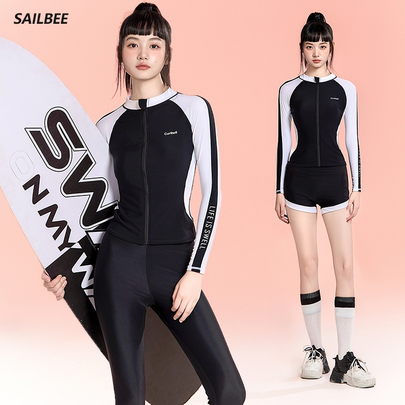 SAILBEE Long-Sleeved Sunscreen Swimsuits for Women Surfing Swimwear ...