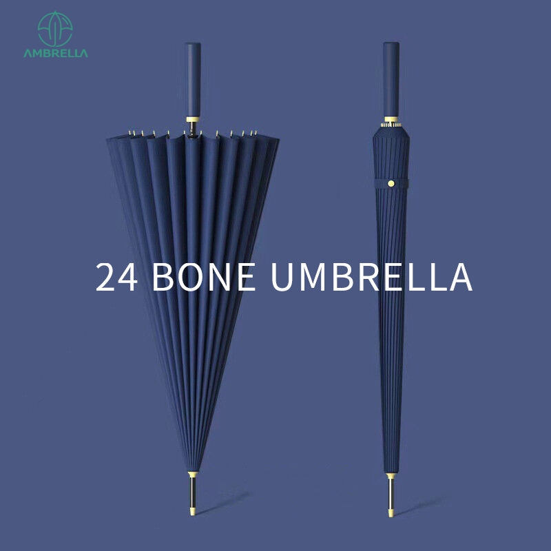 【SG Local】24 Ribs Automatic Umbrella Golf Straight Long Handle Curved ...