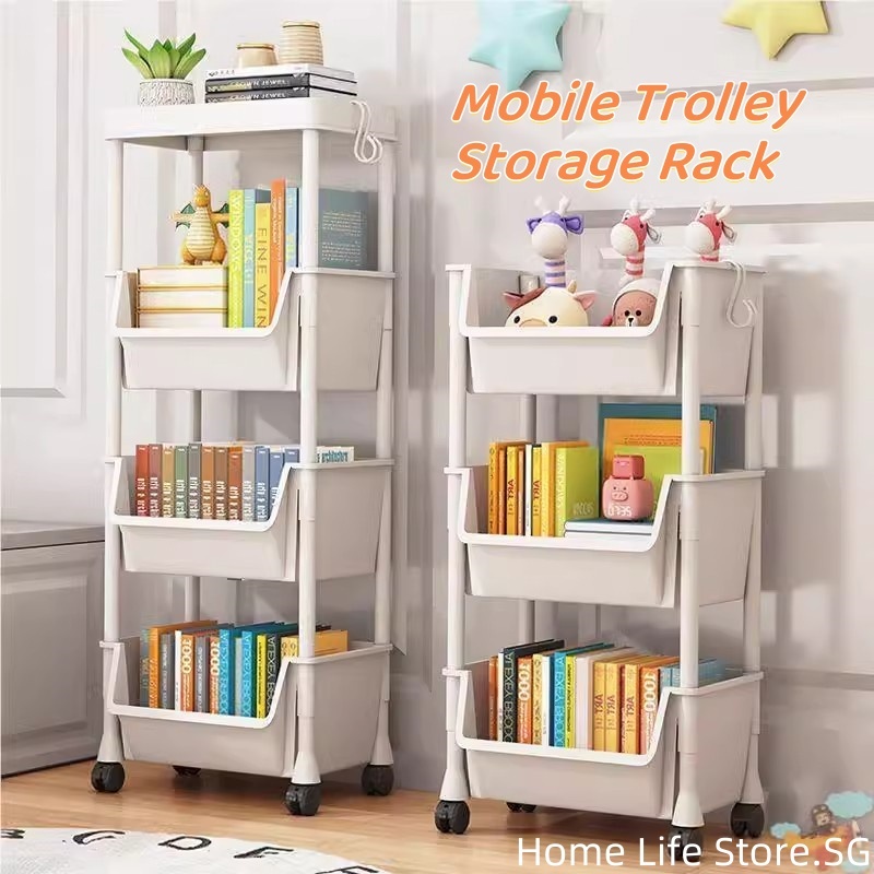 【SG Stock】 Simple Bookshelves Movable /Multi-Purpose Trolley Snack ...