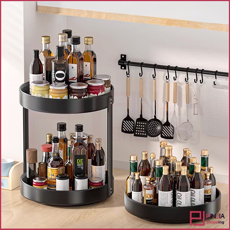 Spice Rack Organizer Lazy Susan Rotating Tray Condiments Organizer Rack ...