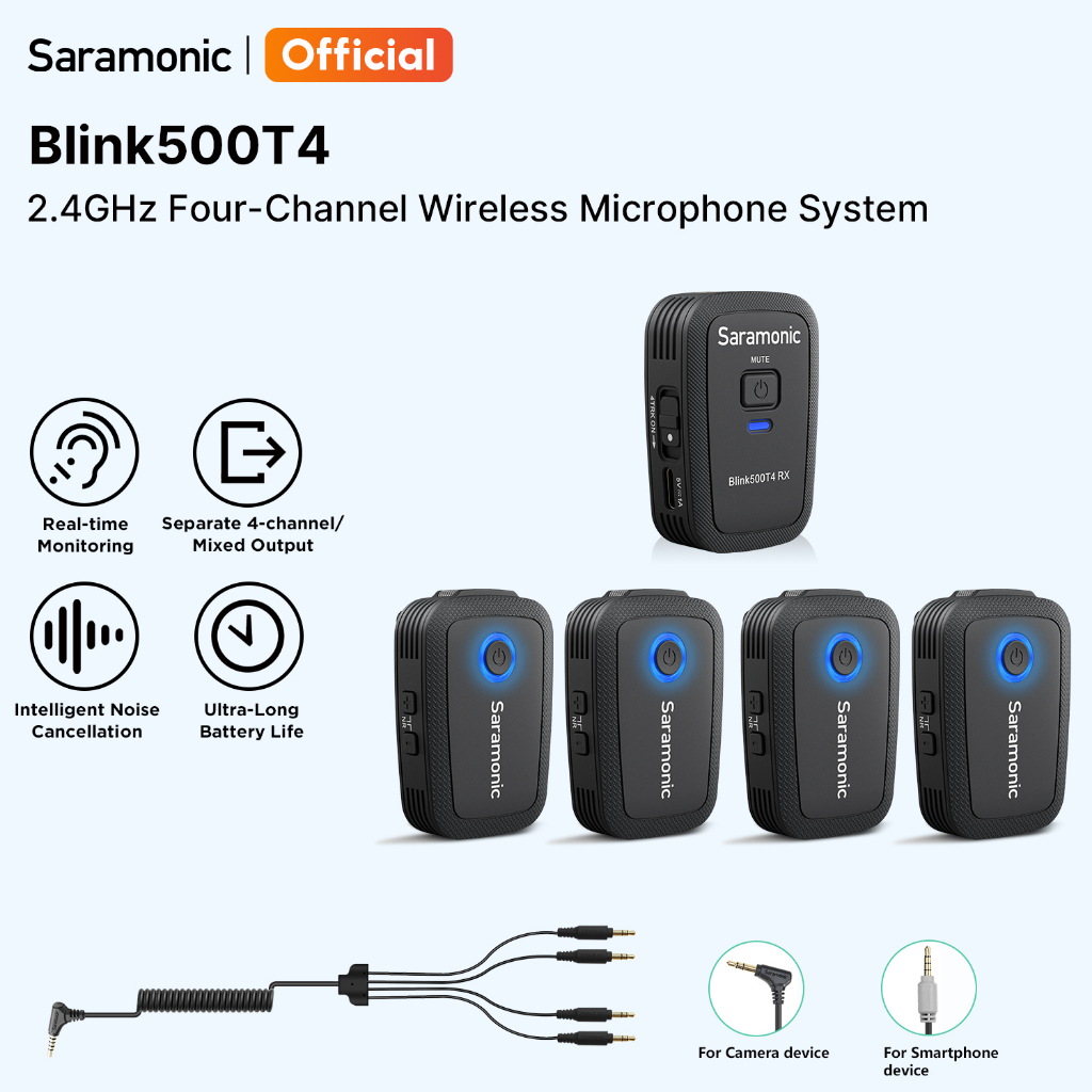 Saramonic Blink500 T4 Wireless Microphone Four-Channel Lapel Microphone ...