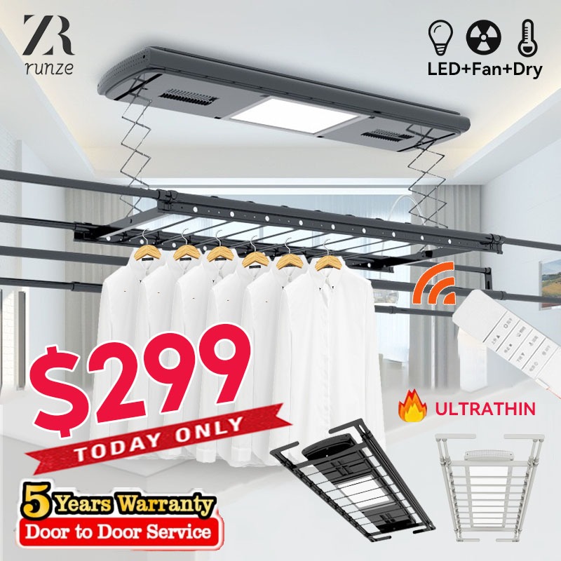 Automated Laundry Rack Ultrathin Ceiling Clothes Drying Rack | Shopee ...
