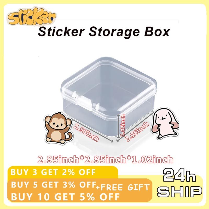 1PCS Stationery Stickers Plastic Storage Box Organizer Container Art ...