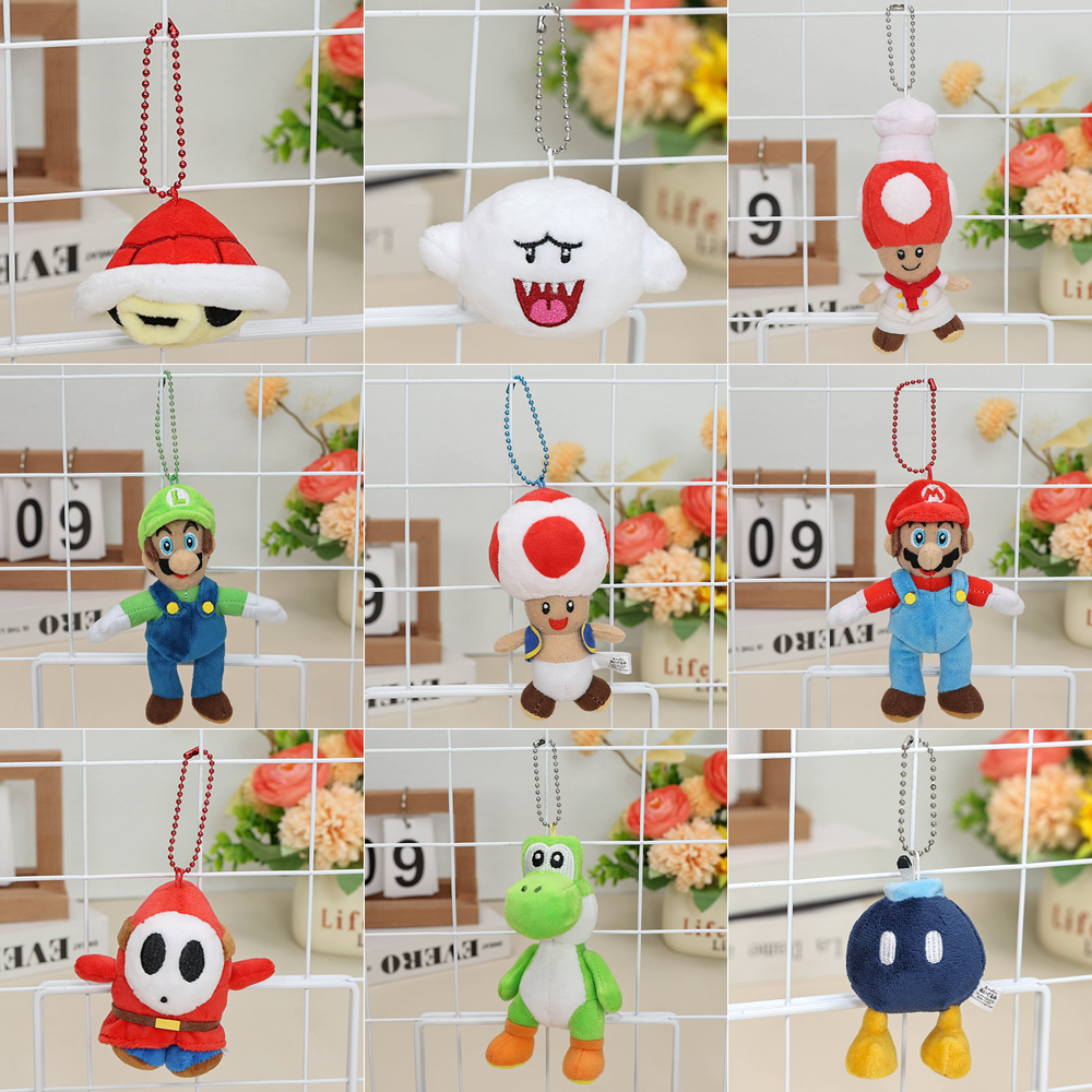 9 Style Game Super Mario Bros. Plush Toys Key Chain Yoshi Red Koopa ...