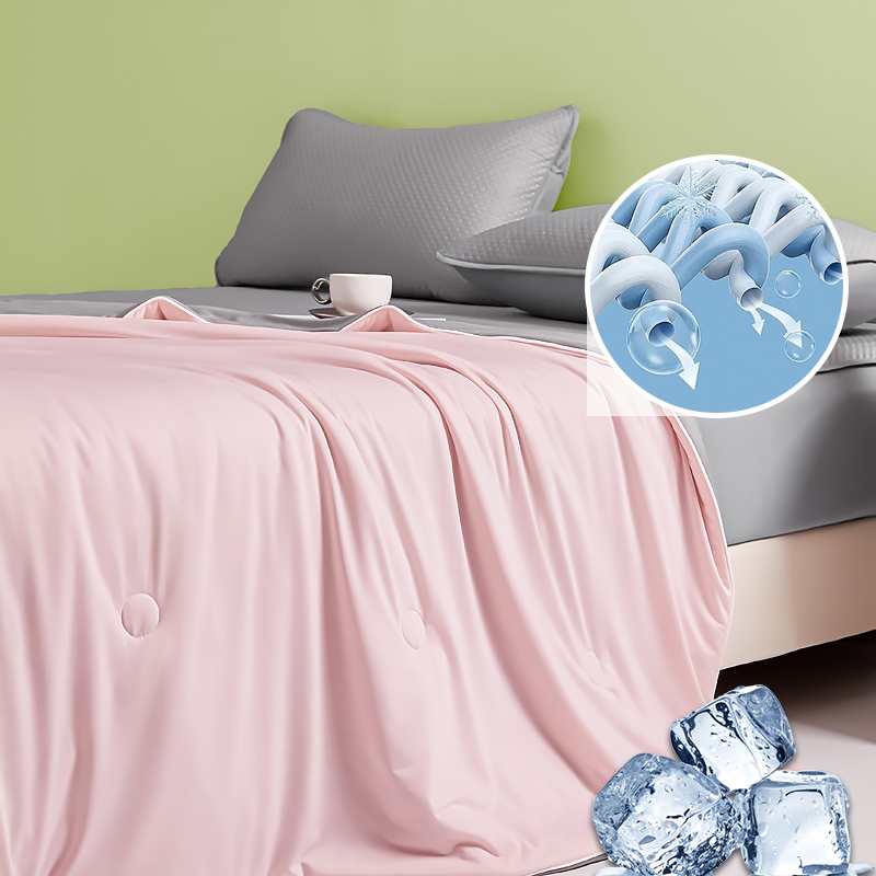 Premium Ice Silk Summer Blanket Cooling Feel Quilt with Double Side Cold & Cold Fabric Soft ...