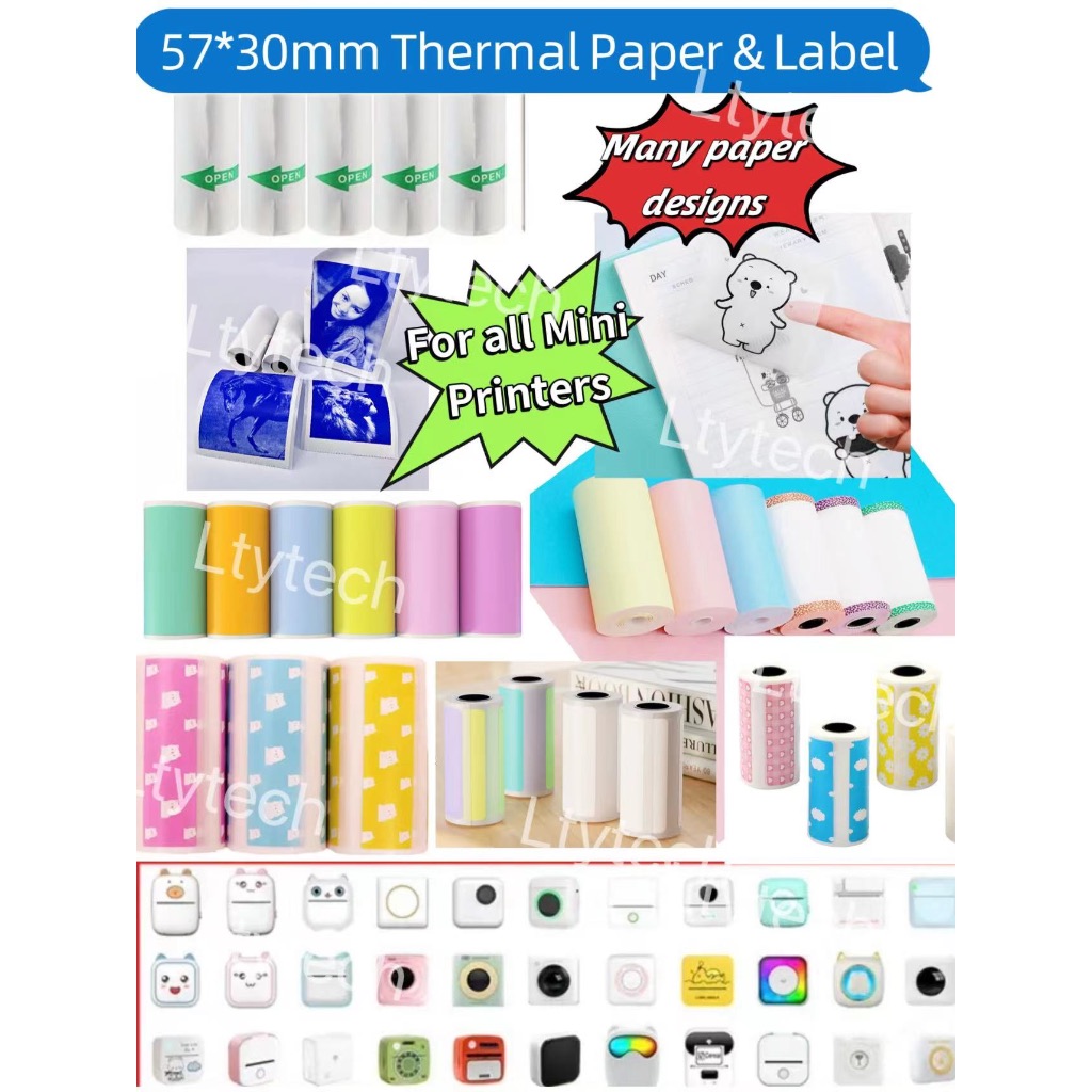 Peripage Paperang 57mm thermal Paper Sticker Color Paper Translucent ...