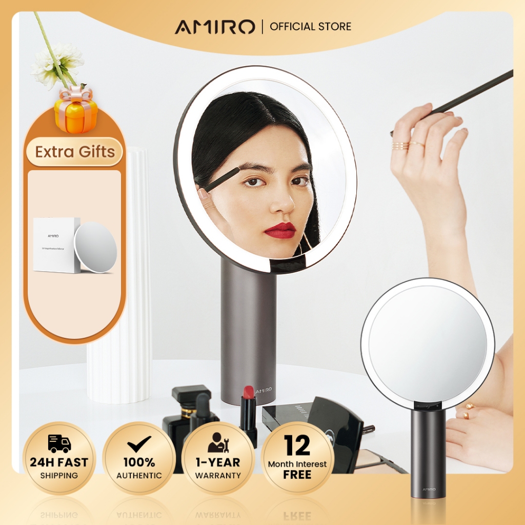 AMIRO O2 LED Vanity Mirror 10X Magnifying Makeup Mirror 2200mAh Desktop Face Mirror | Shopee ...