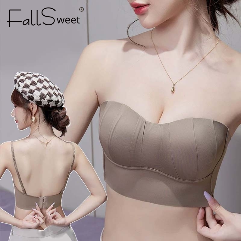 FallSweet Strapless Bras Women Wireless Bralette Thin Cup Anti-sagging Backless Tube Top ...