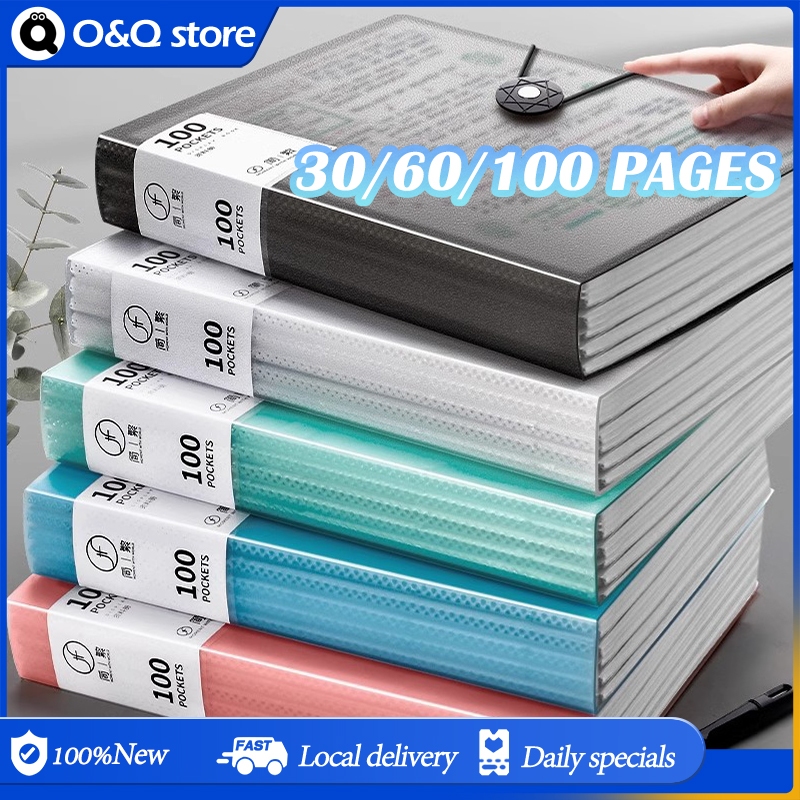 A4 Pastel Colour 30/60/100 Pockets File Folder Certificate Organizer ...