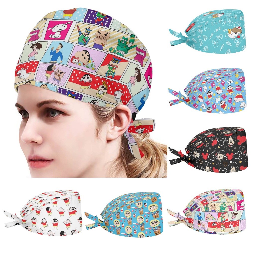 Surgical Scrub Cap Nurse Doctor Hats Printing Cute Unisex Adjustable ...