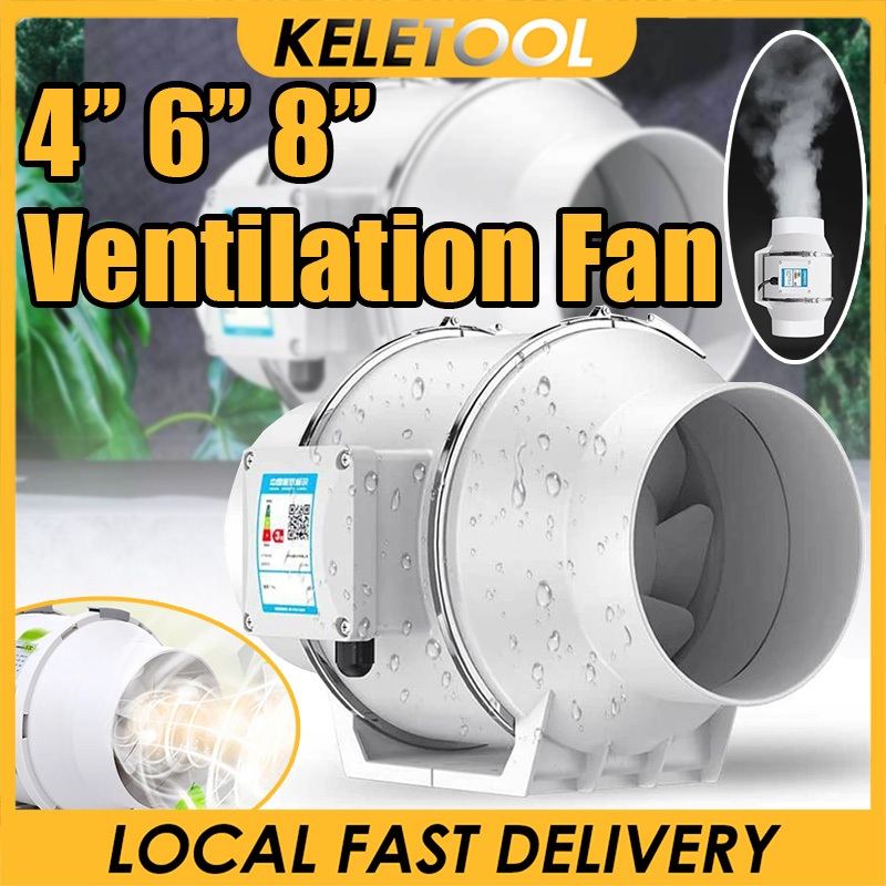 4 6 8 inch portable exhaust fan ventilation fan toilet kitchen fan ...