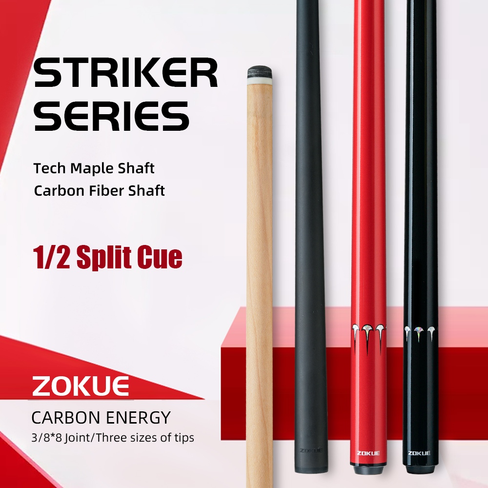 ZOKUE Carbon Fiber Pool Cue Stick with 2 Shafts 1/2 Split Low ...