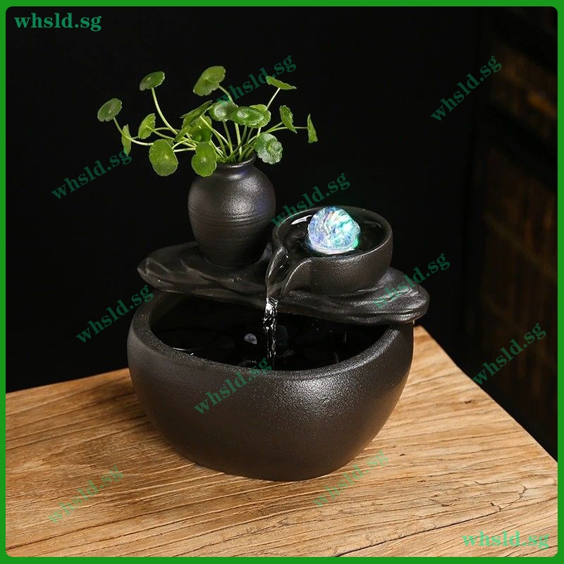 Lucky Flowing Water Ornaments Circulating Office Desktop Small Fish ...