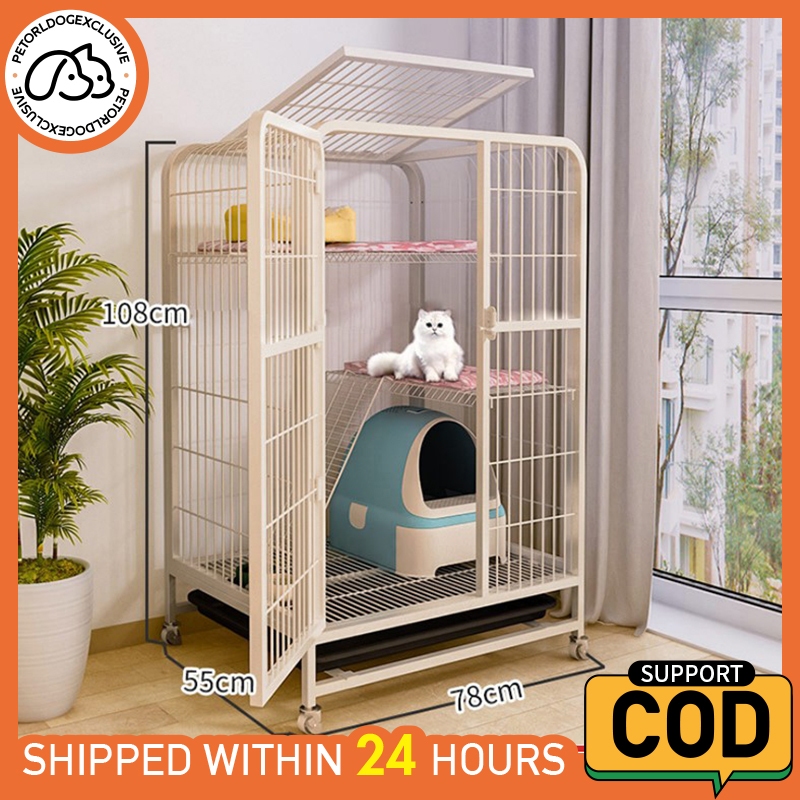 ★SG Stock★Cat Cage Cat House Villa Easy Assemble Cage 3 Layer with Door ...