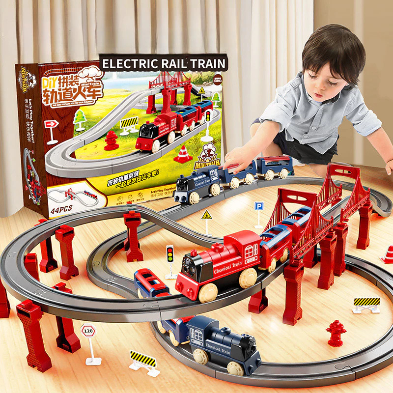 [Local Stock]Electric Rail Train Track DIY Assembling Play Set Rail Car ...