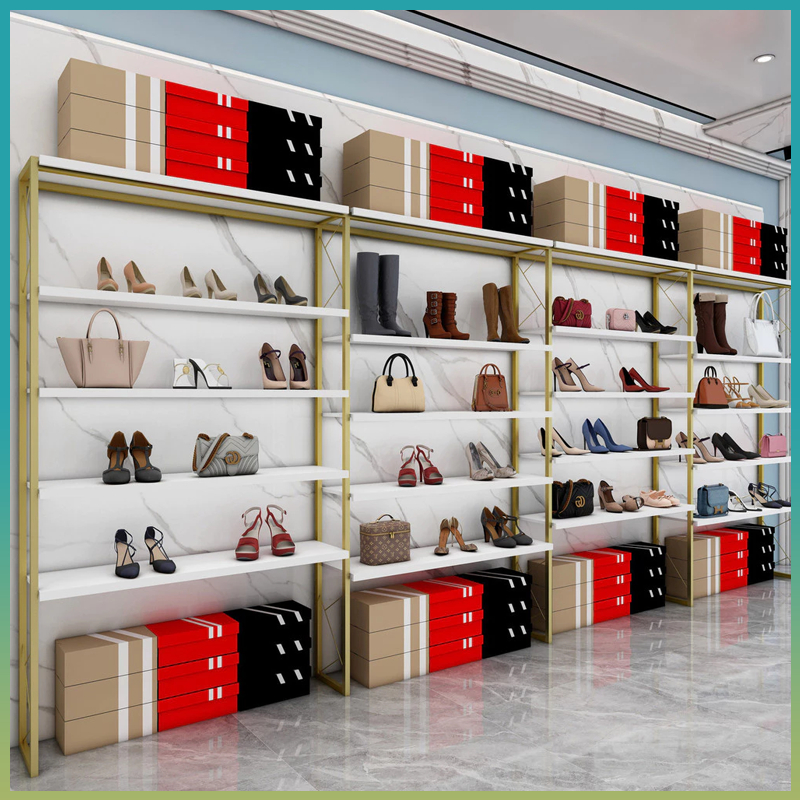 Shoes Showing Stand Floor-Type Shelf Shoe Store Decoration White Wooden ...