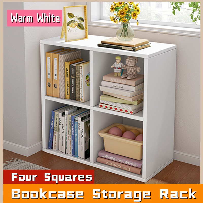Warm White 4-Panel Bookshelf Shelf Floor To Ceiling Multi-Layer Home ...