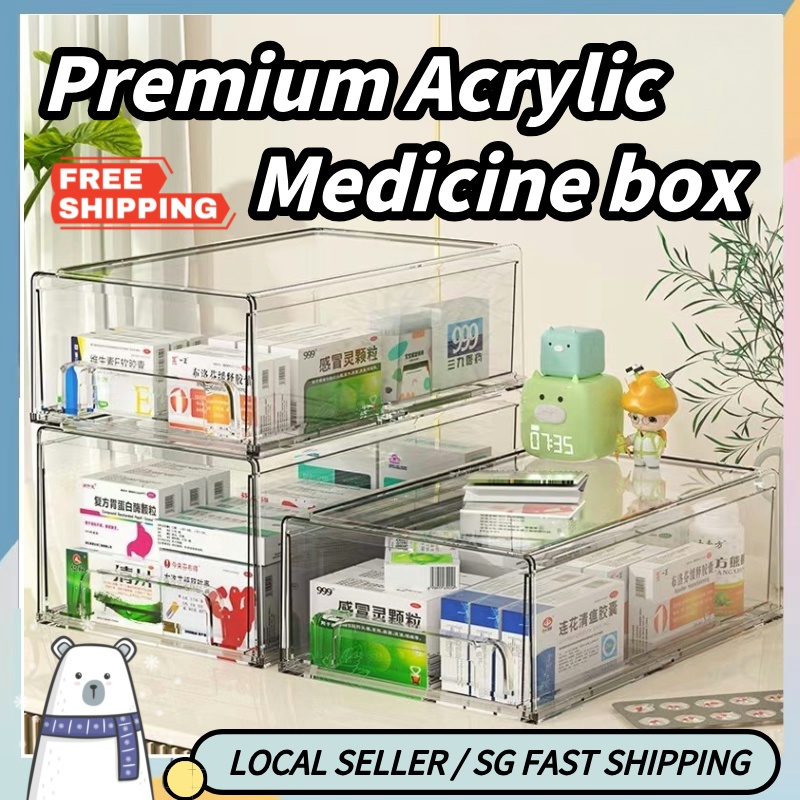 SG Stock Premium Acrylic Medicine box family drawer type large capacity ...