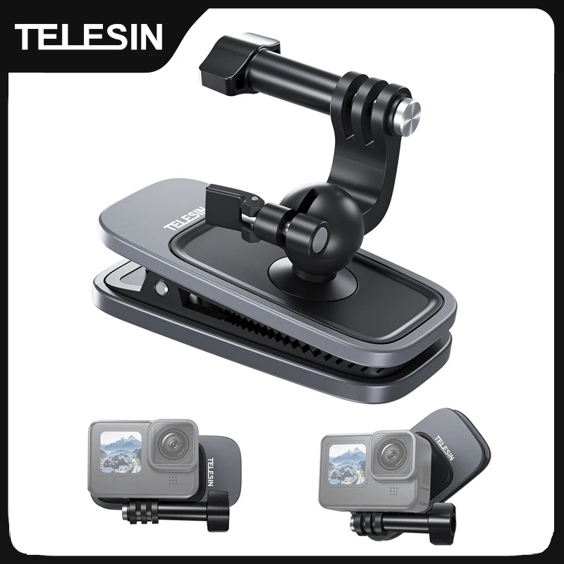 TELESIN 360° Rotation Magnetic Backpack Clip Clamp Mount for GoPro Hero ...