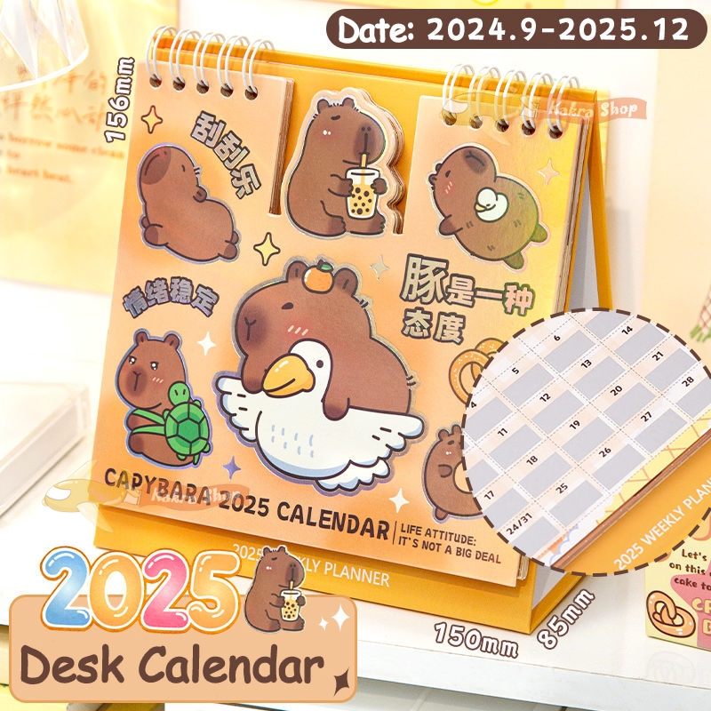 2024-2025 Capybara Scratch Calendar Cartoon Large Desk Planner Schedule ...