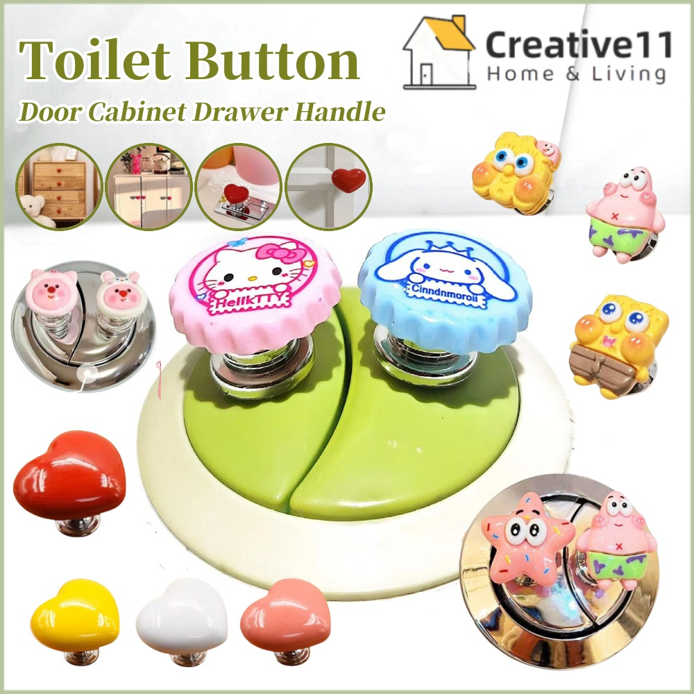Toilet Flush Button Cartoon Sanrio Spongebob Loopy Bathroom Decoration ...