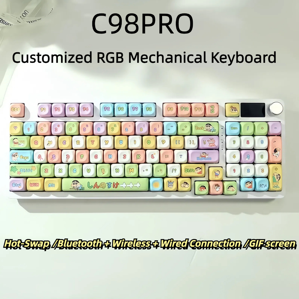 Lychee Gaming C98PRO 98-key Display Screen 2.4g Wireless Bluetooth ...